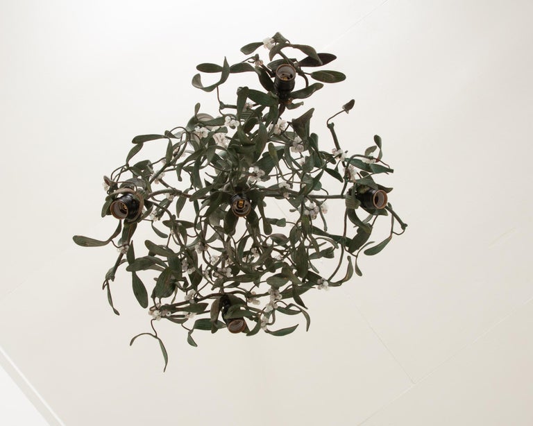 French, Vintage Metal Mistletoe Chandelier For Sale at 1stDibs