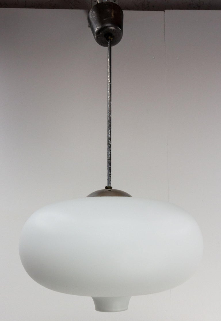 French Vintage Opaline and Metal Ceiling Light, circa 1960 For Sale at ...