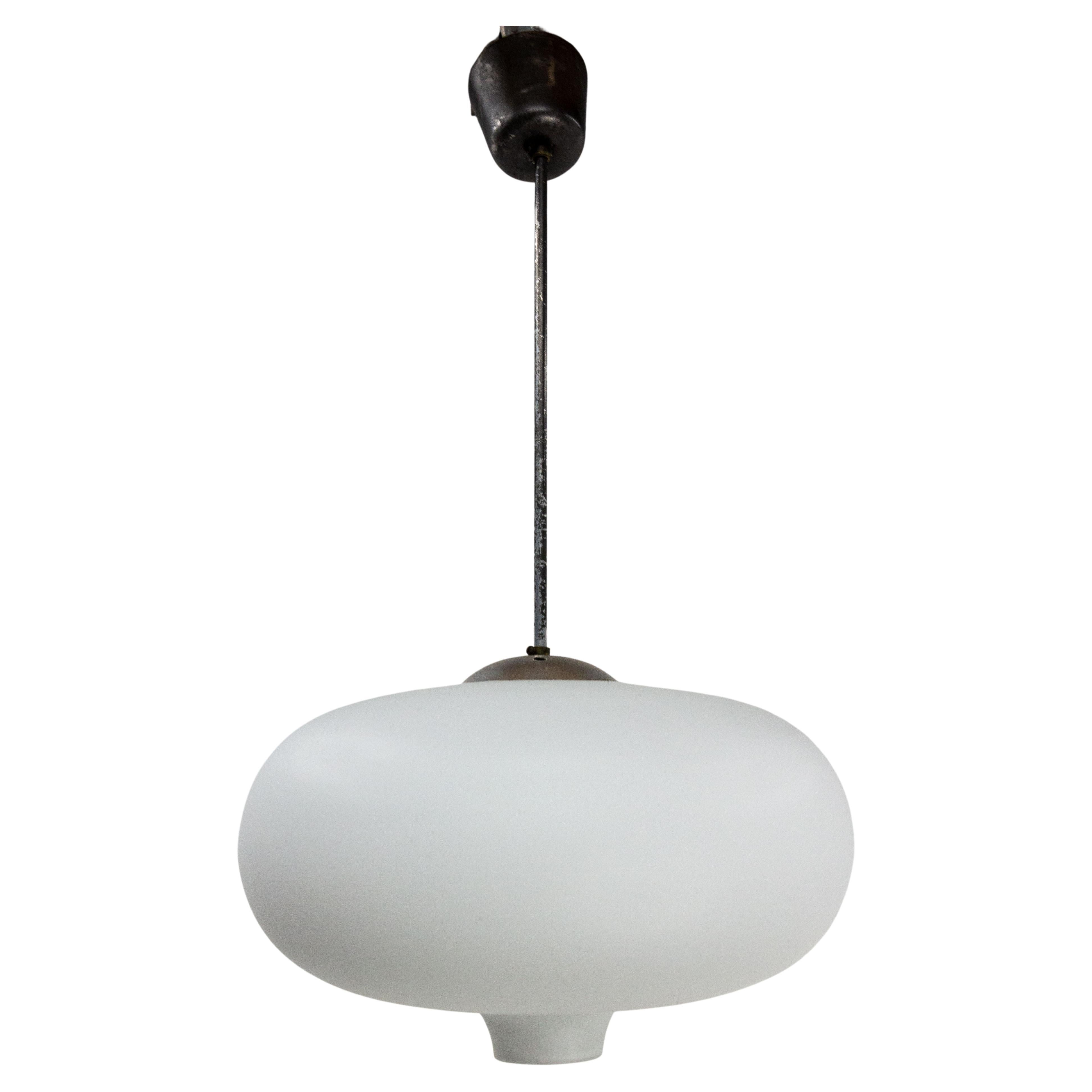 French Vintage Opaline and Metal Ceiling Light, circa 1960 For Sale at ...