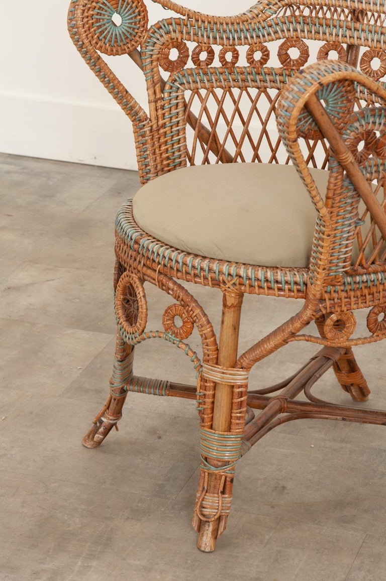 French Vintage Rattan Arm Chair at 1stDibs