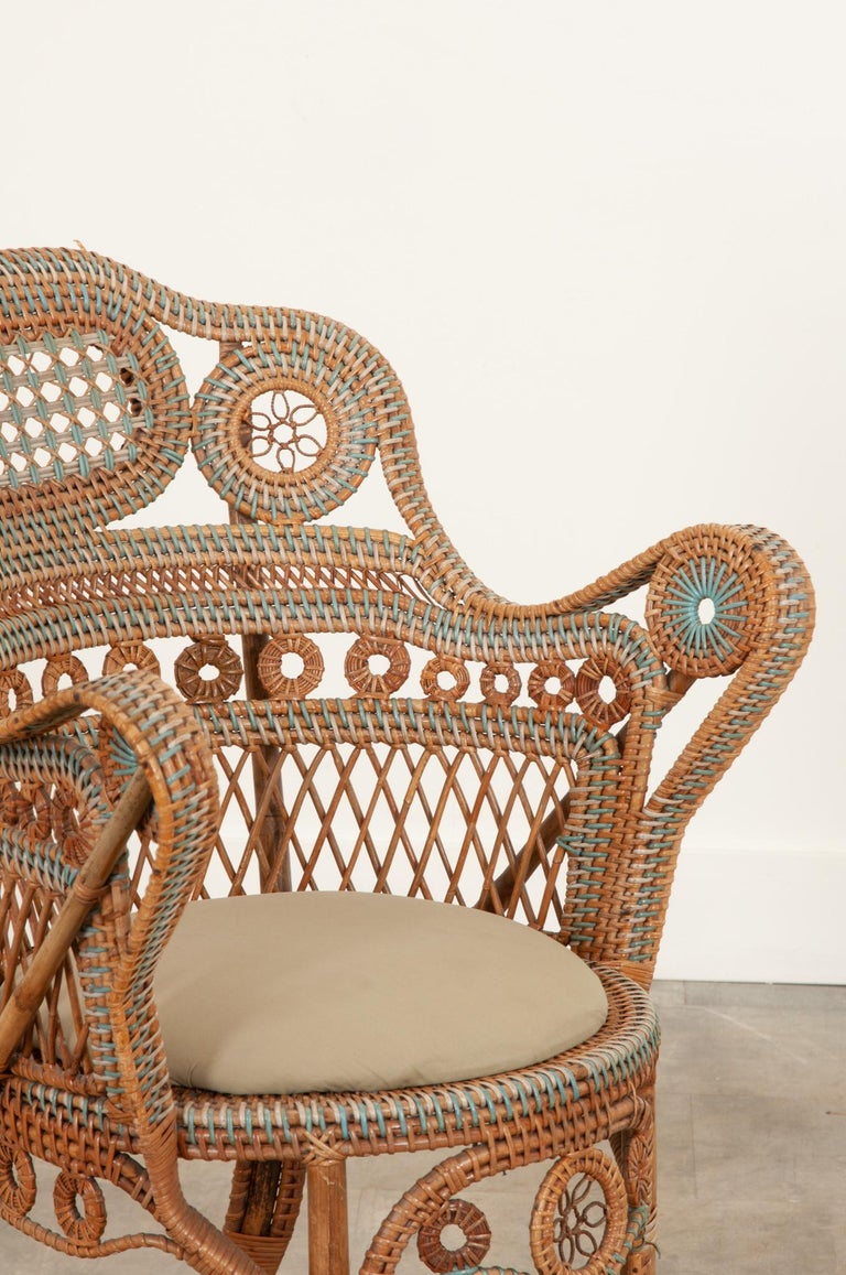 French Vintage Rattan Arm Chair at 1stDibs