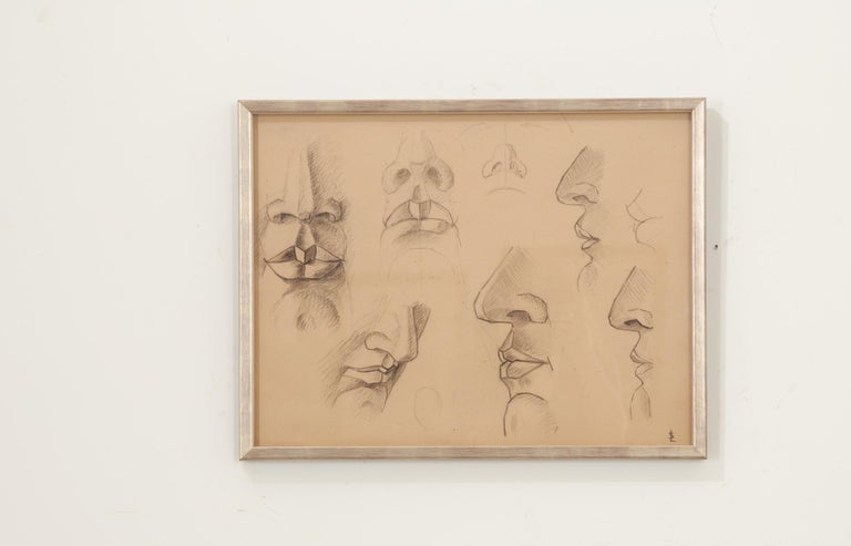 French Vintage Set of 9 Framed Figure-Study Sketches For Sale at 1stDibs