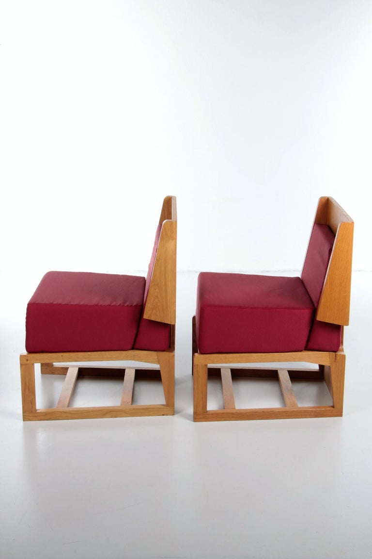 French Vintage Set of Oak Designer Chairs, 1970s For Sale at 1stDibs