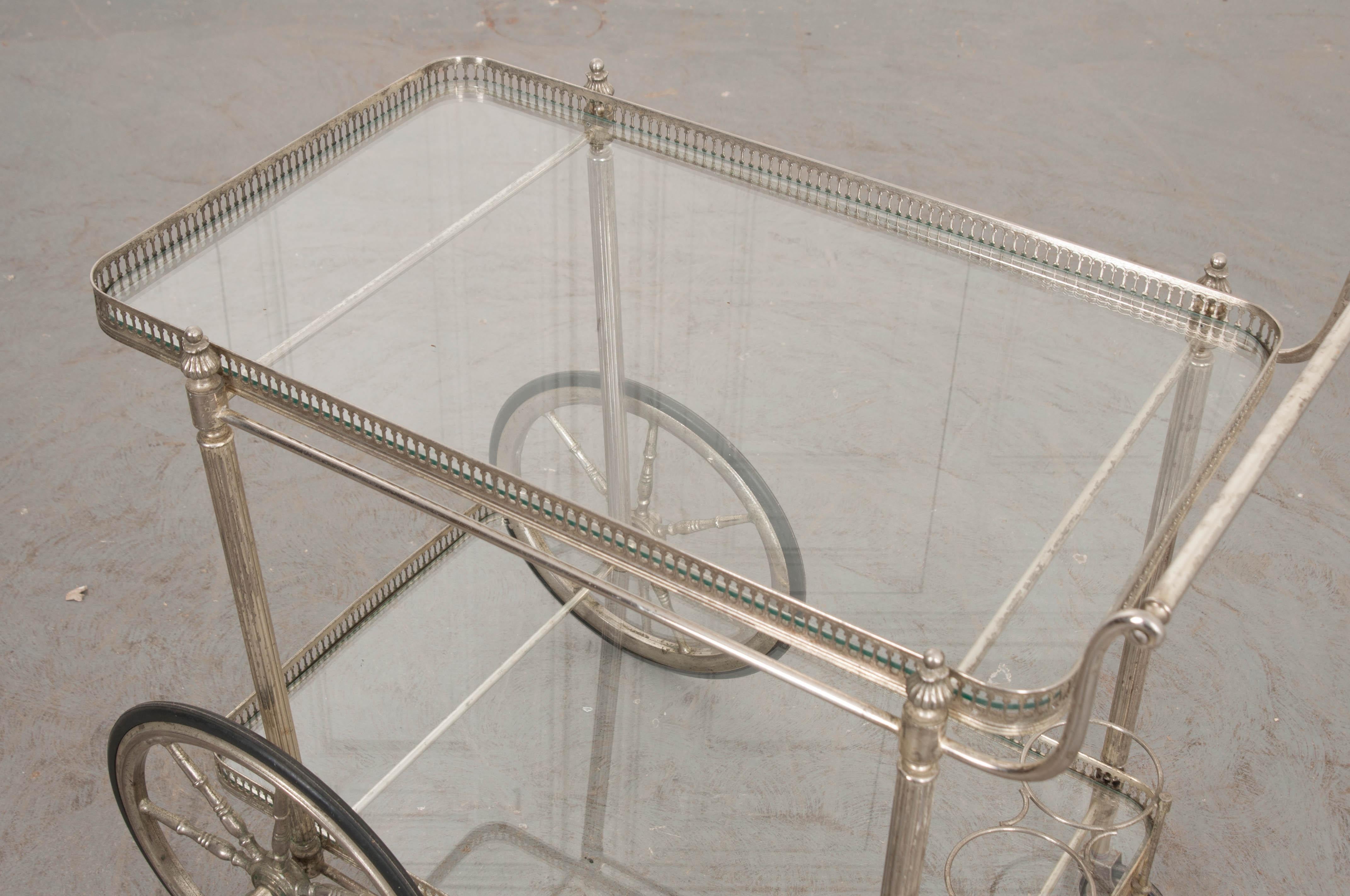 French Vintage Silver Bar Cart at 1stDibs