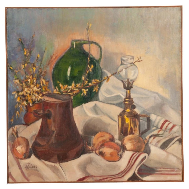 French Vintage Still Life Painting For Sale at 1stDibs