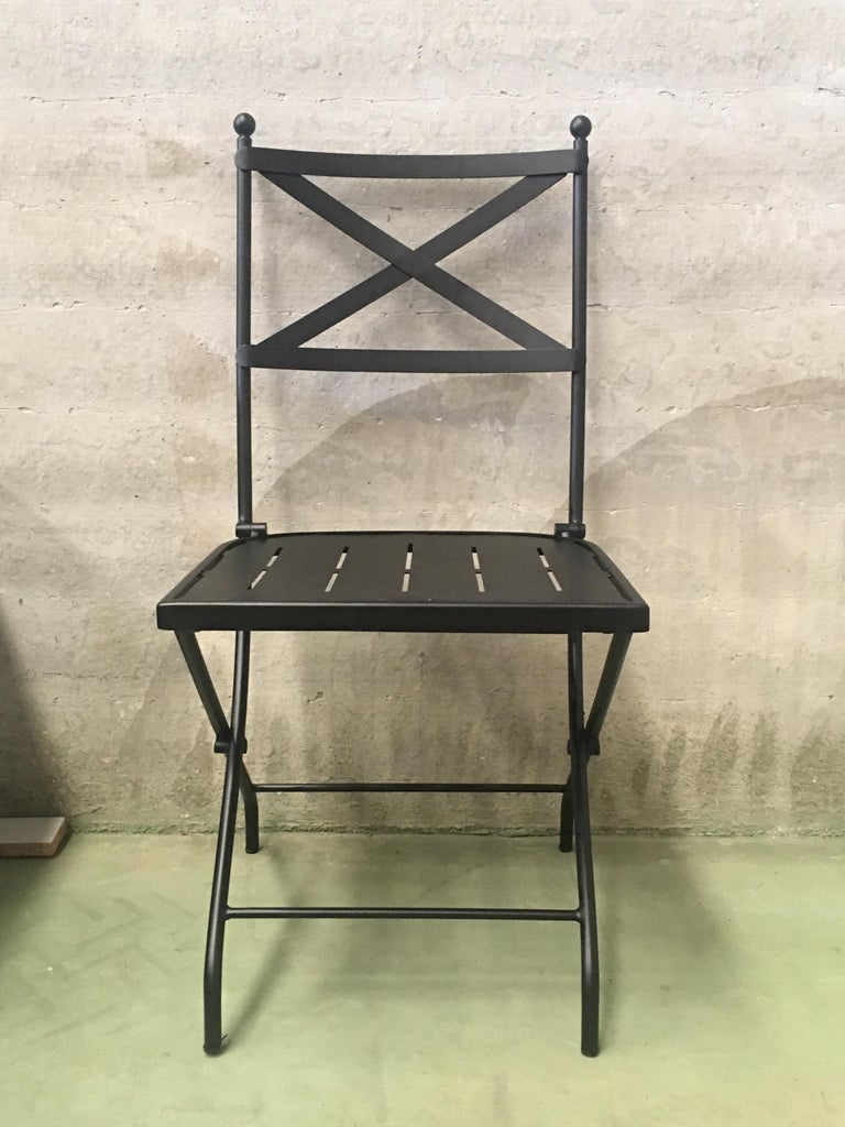 French Vintage Style Bistro Folding Iron Chair, Indoor and Outdoor at ...