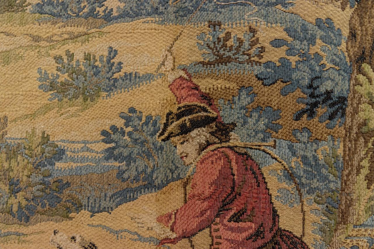 French Vintage Tapestry Hunting Scene For Sale at 1stDibs