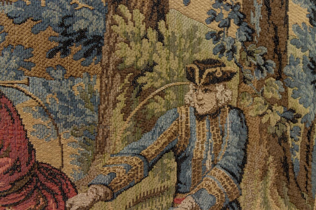 French Vintage Tapestry Hunting Scene For Sale at 1stDibs