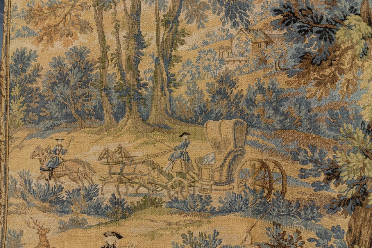 French Vintage Tapestry Hunting Scene For Sale at 1stDibs