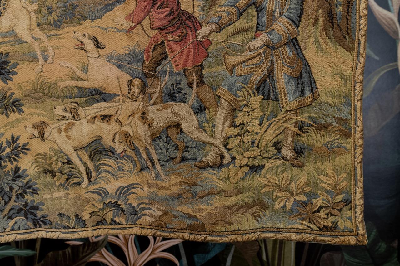 French Vintage Tapestry Hunting Scene For Sale at 1stDibs