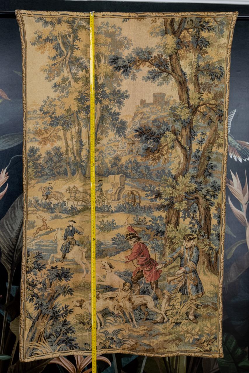 French Vintage Tapestry Hunting Scene For Sale at 1stDibs