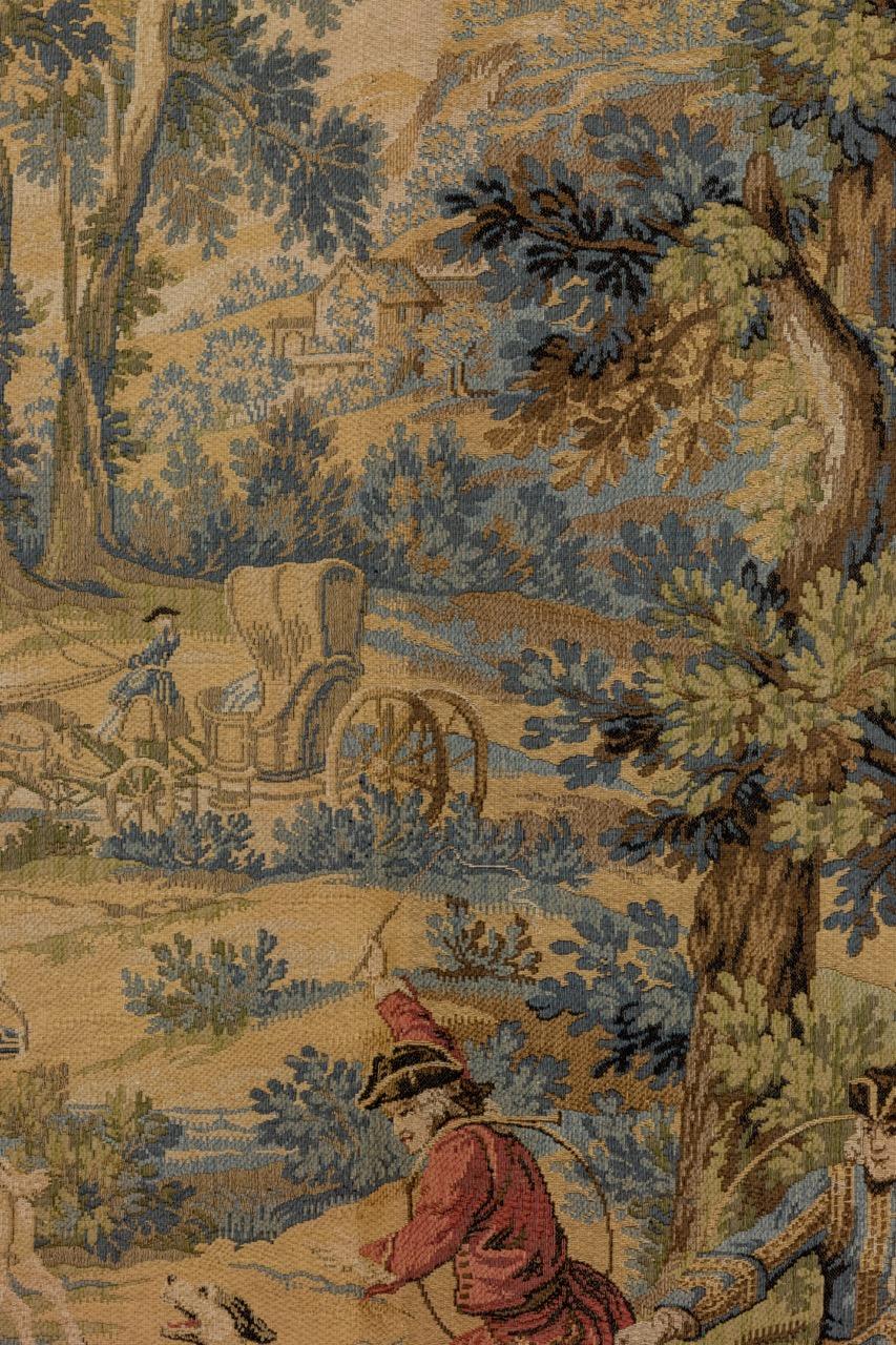 French Vintage Tapestry Hunting Scene For Sale at 1stDibs