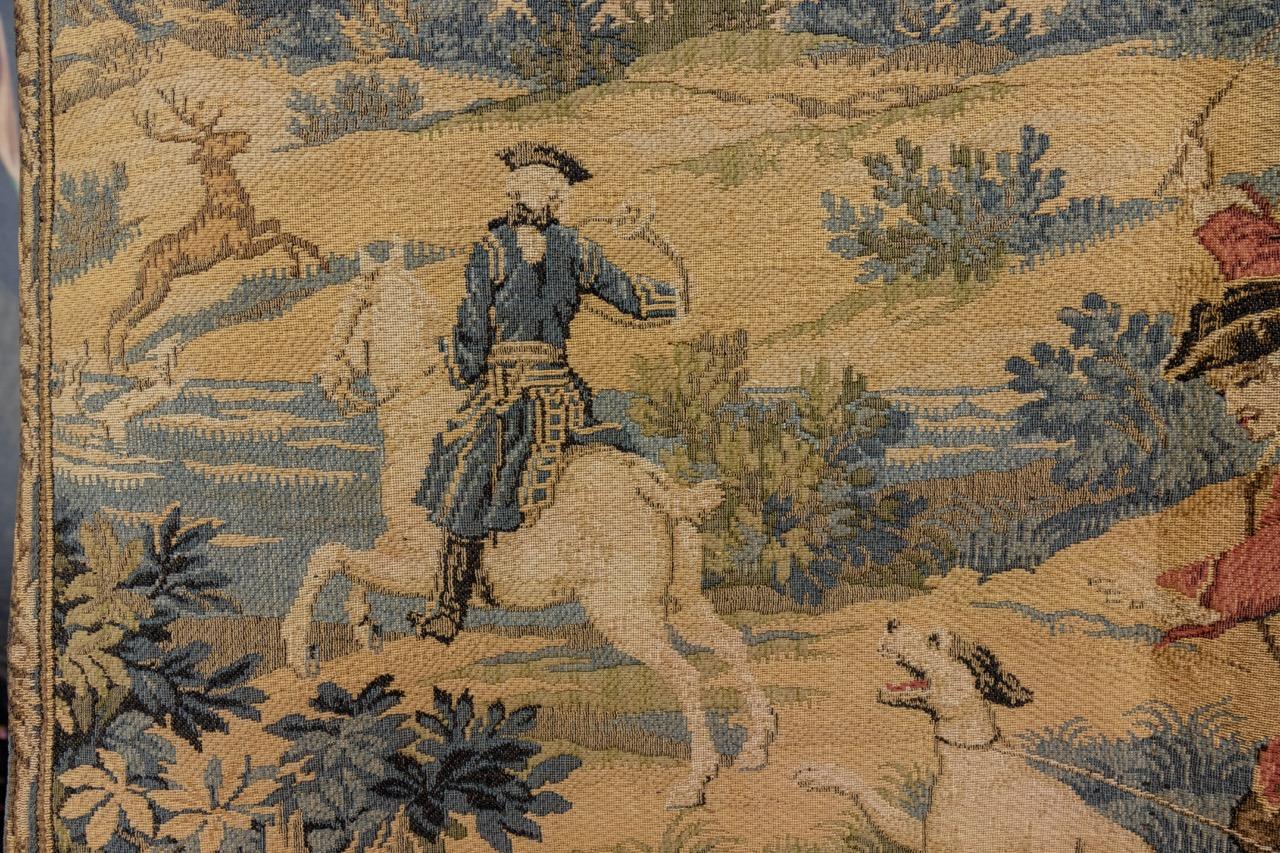 French Vintage Tapestry Hunting Scene For Sale at 1stDibs