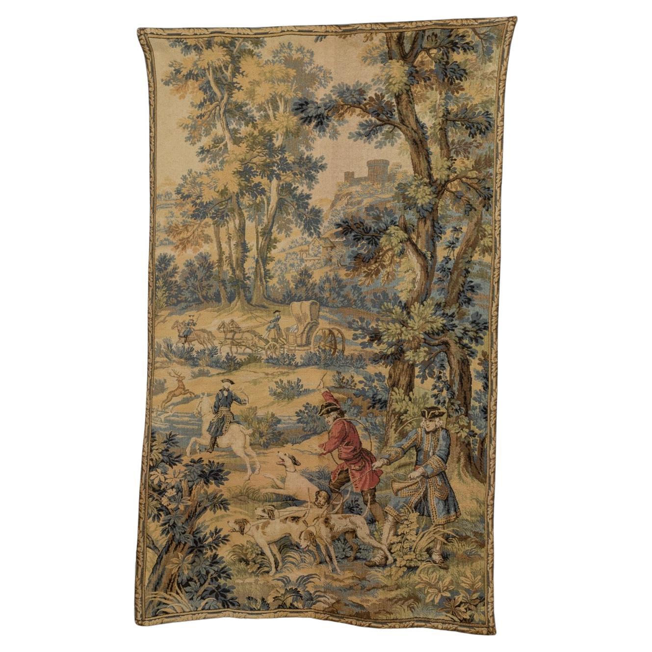 French Vintage Tapestry Hunting Scene For Sale at 1stDibs