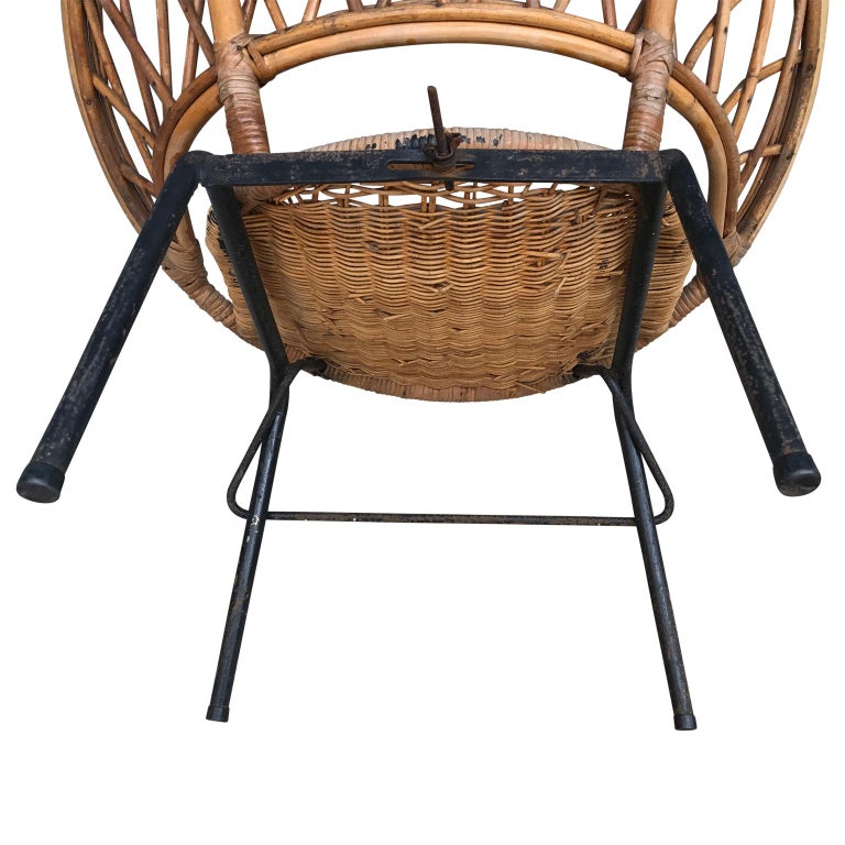 French Vintage Wicker Loop Chair For Sale at 1stDibs