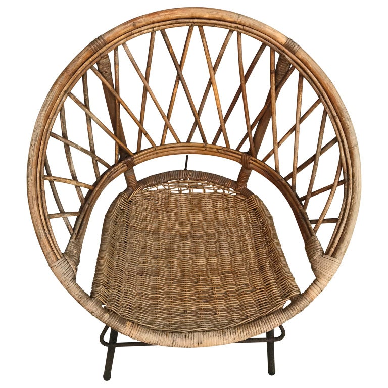 French Vintage Wicker Loop Chair For Sale at 1stDibs