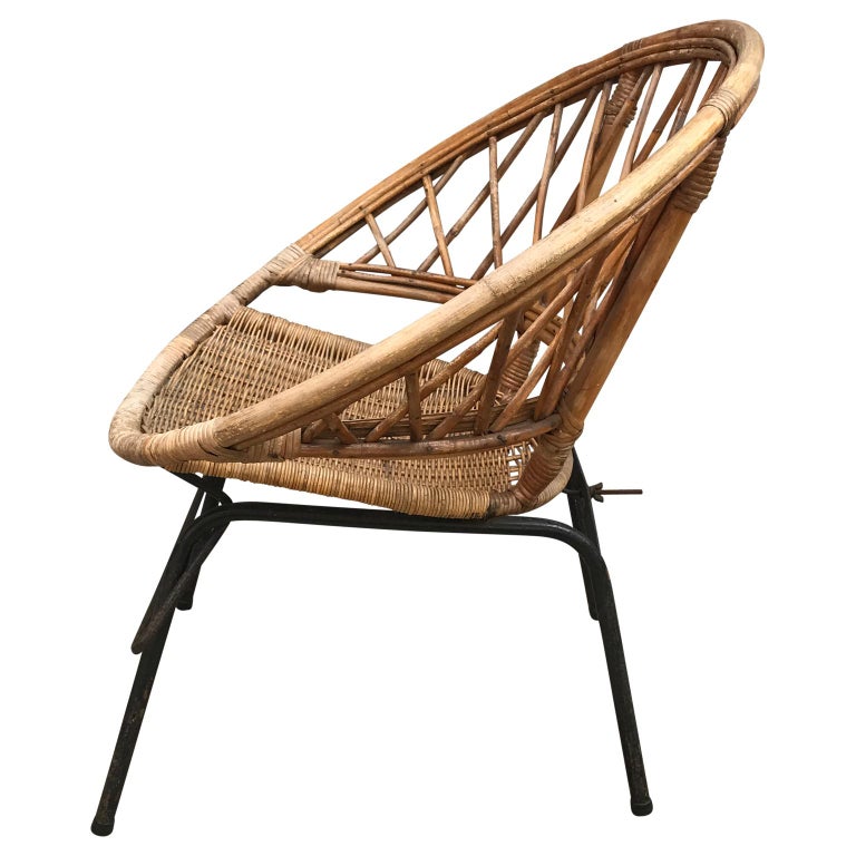 French Vintage Wicker Loop Chair For Sale at 1stDibs