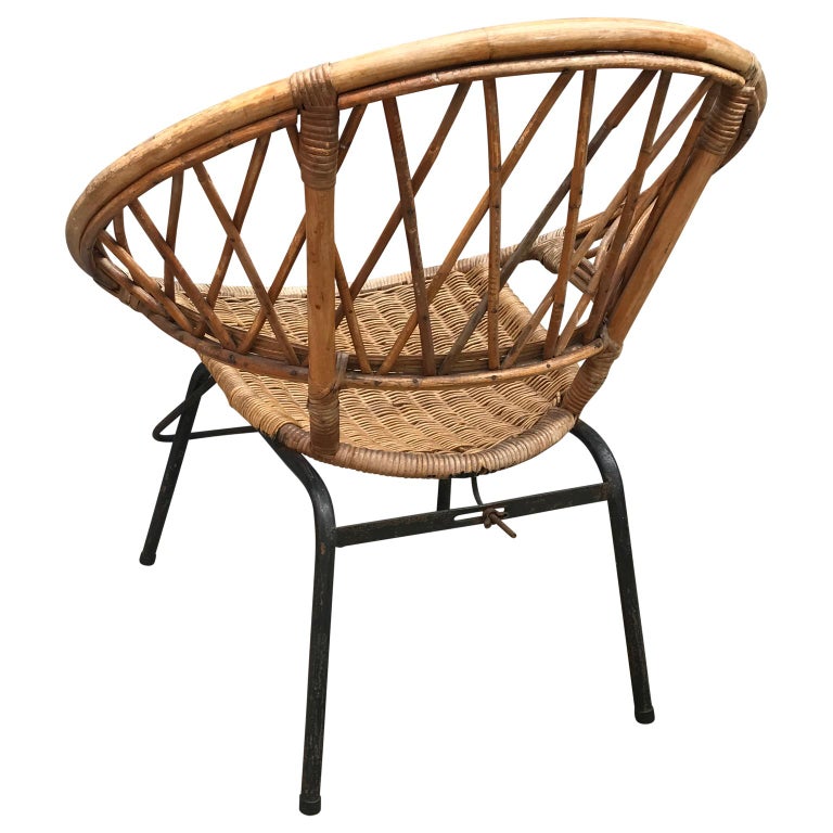 French Vintage Wicker Loop Chair For Sale at 1stDibs