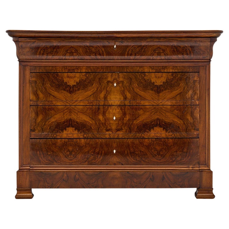 French Walnut Antique Louis Philippe Chest For Sale at 1stDibs
