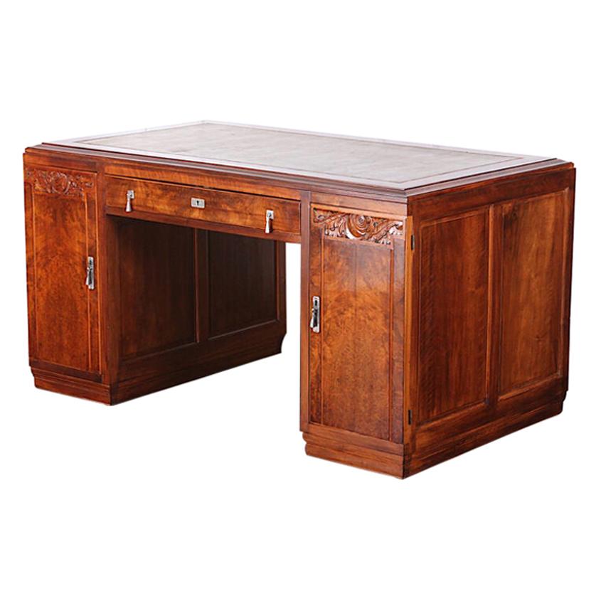Large Art Deco Desk in Walnut at 1stDibs