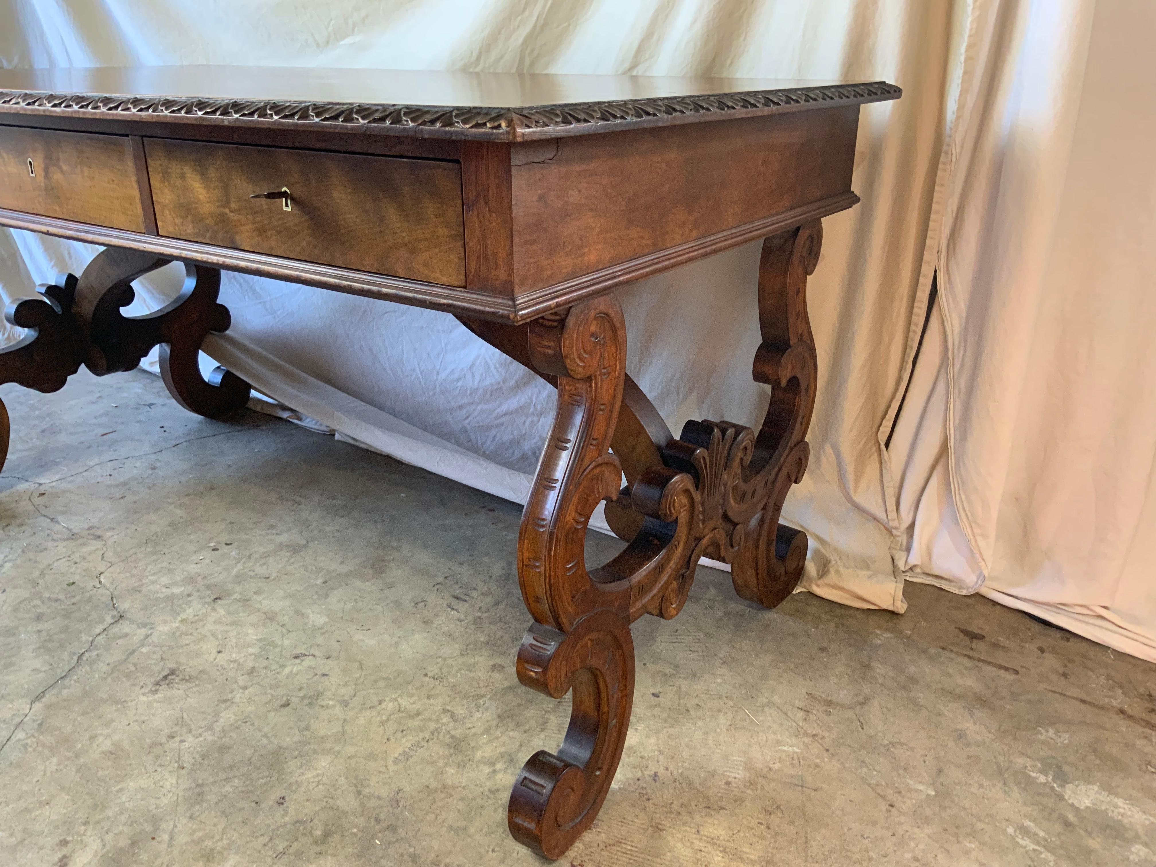 French Walnut Baroque Writing Table at 1stDibs