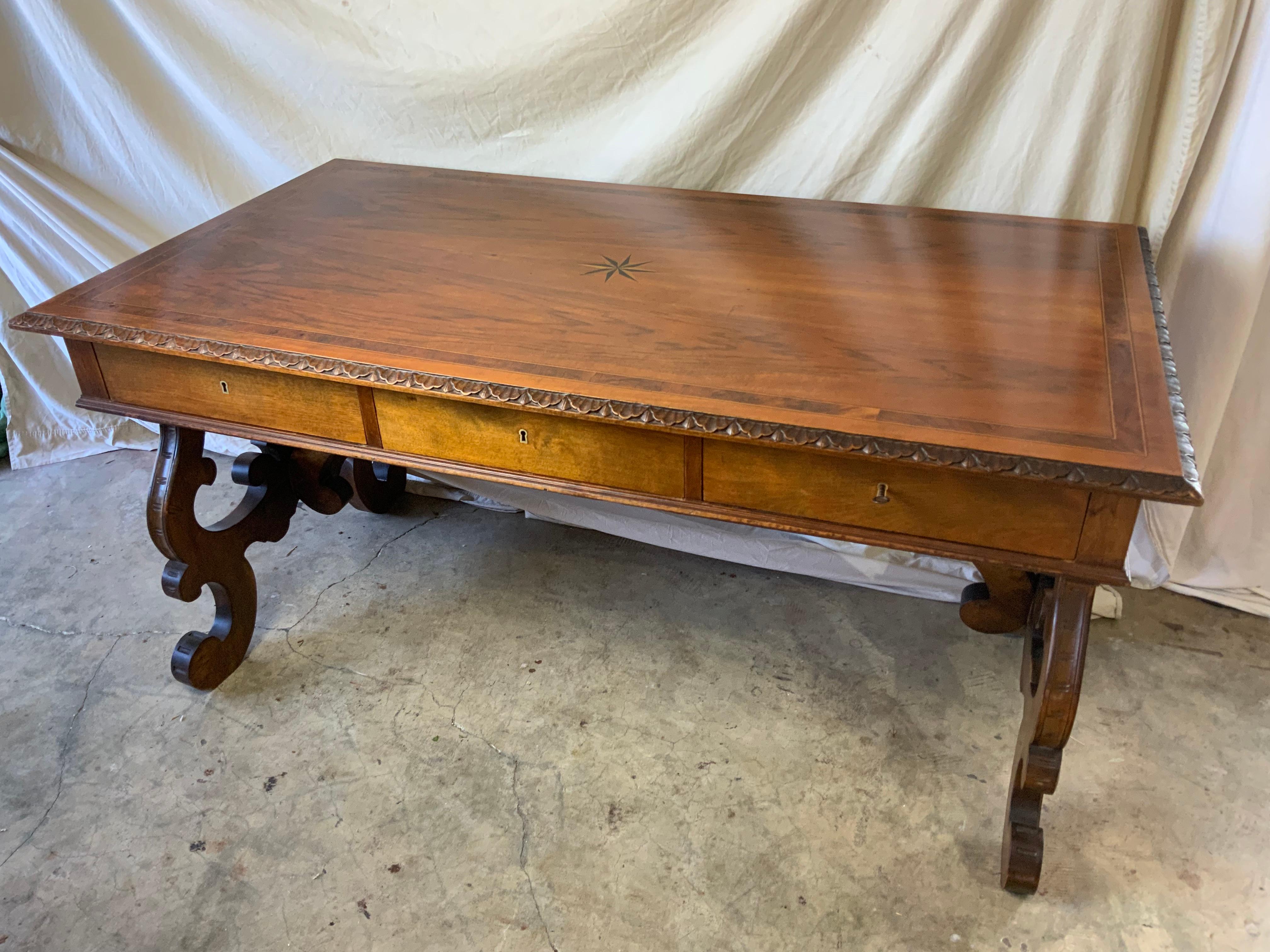 French Walnut Baroque Writing Table at 1stDibs