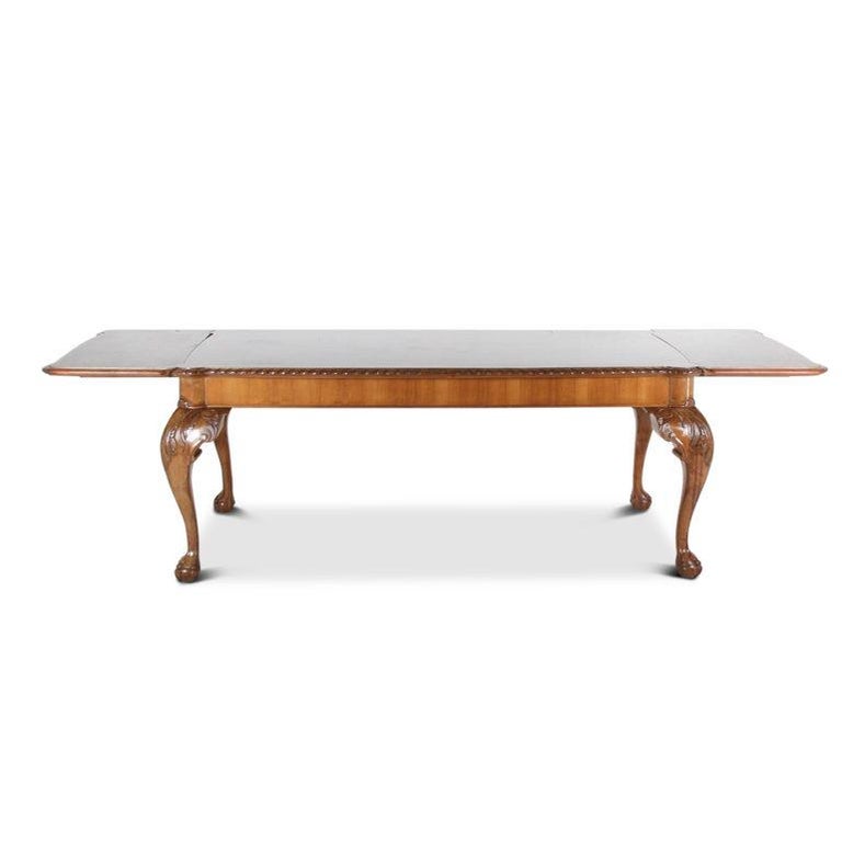 French Walnut Chippendale-Style Dining Table with Leaves at 1stDibs