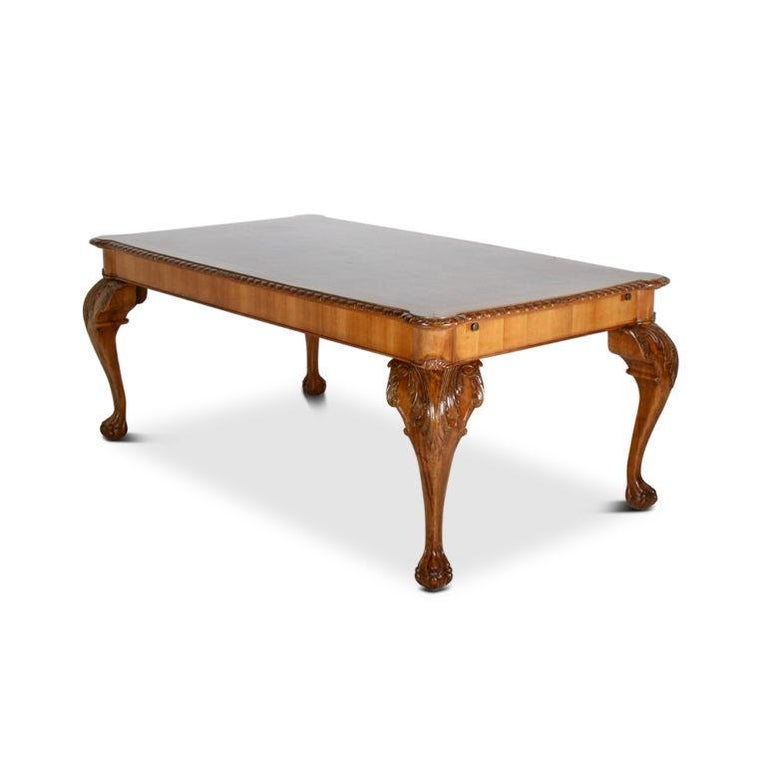 French Walnut Chippendale-Style Dining Table with Leaves at 1stDibs