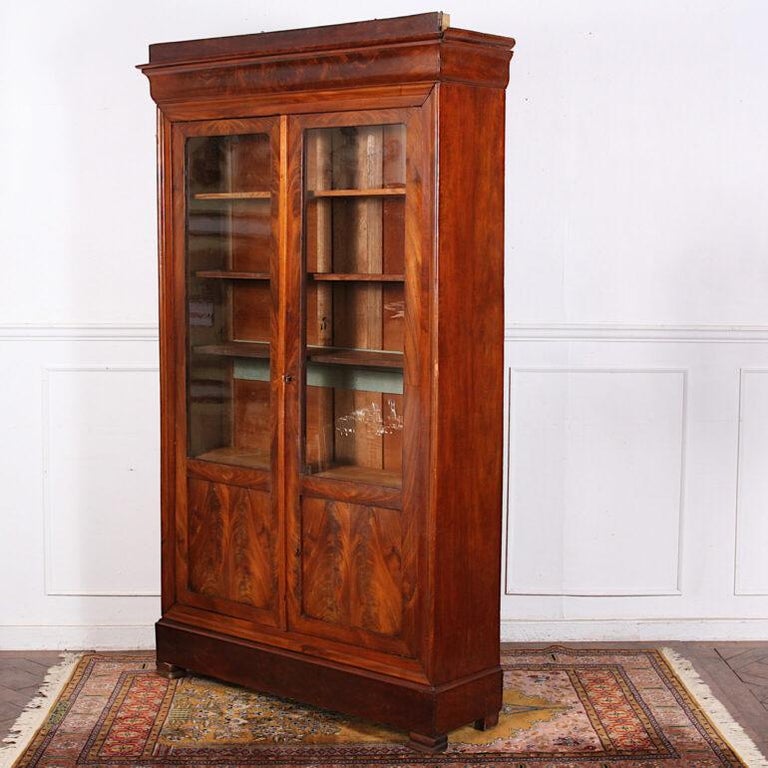 French Walnut Louis Philippe Bookcase For Sale at 1stDibs