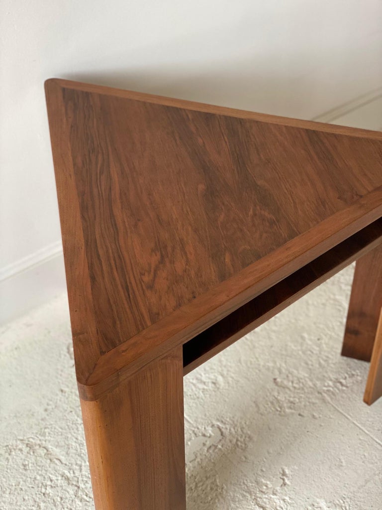 French Walnut Triangle Side Table at 1stDibs