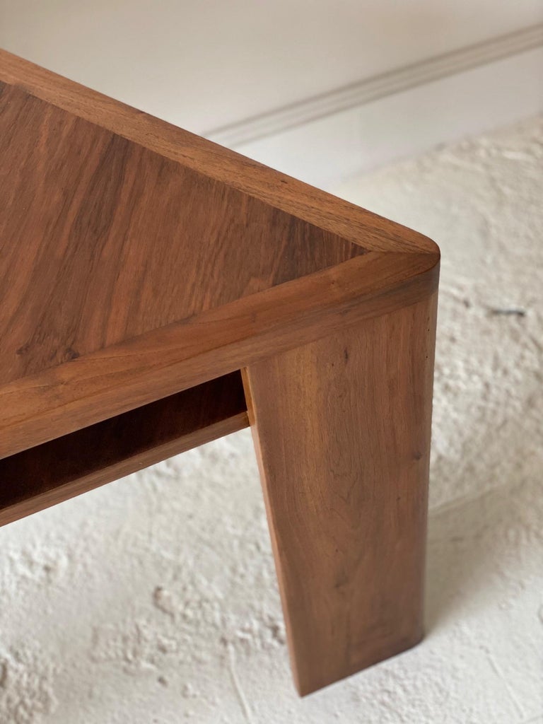 French Walnut Triangle Side Table at 1stDibs