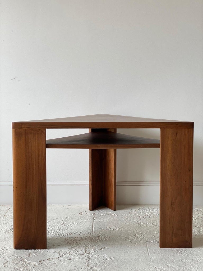 French Walnut Triangle Side Table at 1stDibs
