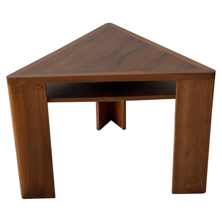 French Walnut Triangle Side Table at 1stDibs