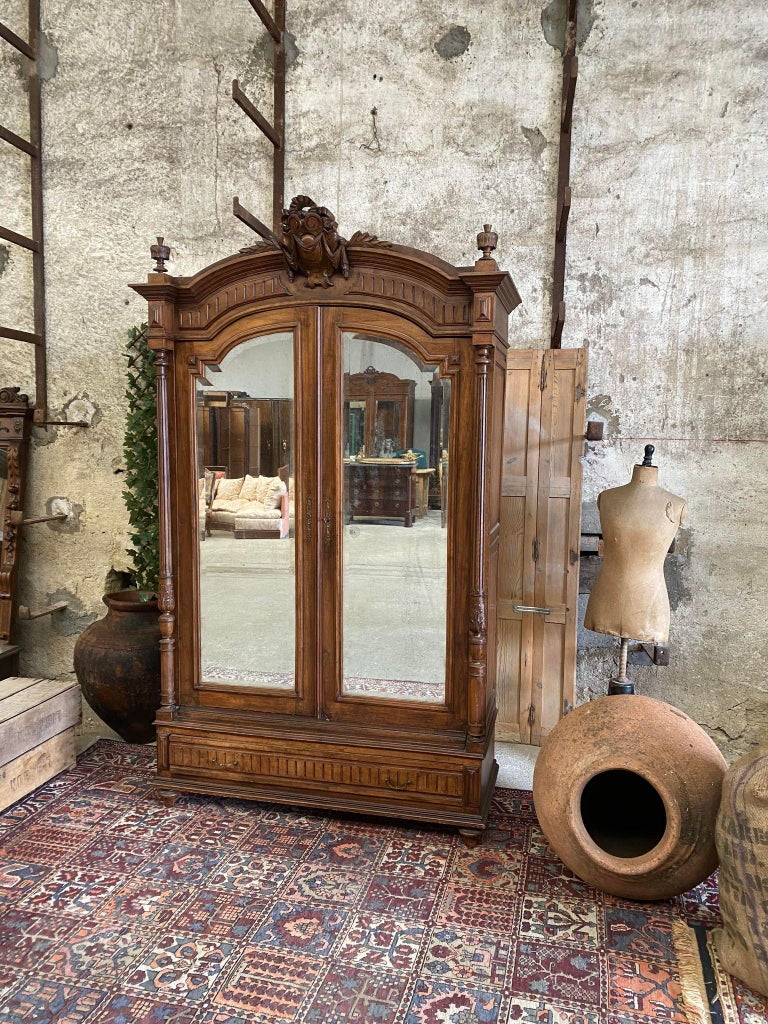 French Wardrobe Antique Louis XVI Rococo Style Double Door Armoire For ...