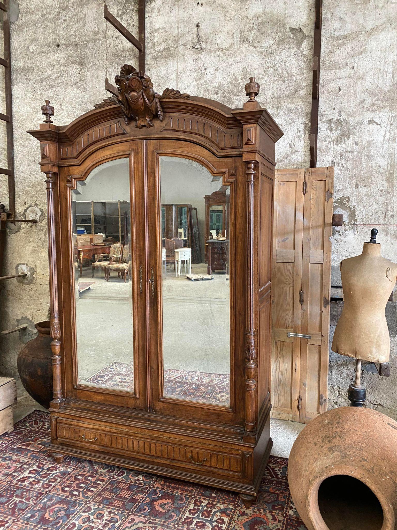 French Wardrobe Antique Louis XVI Rococo Style Double Door Armoire For ...