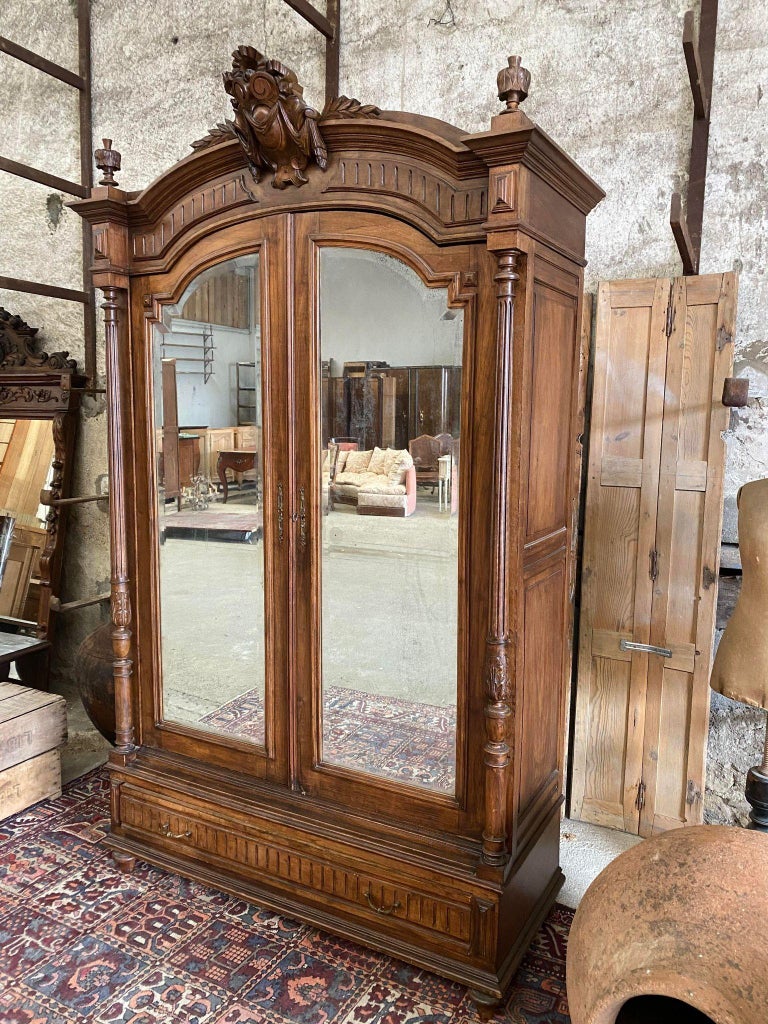 French Wardrobe Antique Louis XVI Rococo Style Double Door Armoire For ...