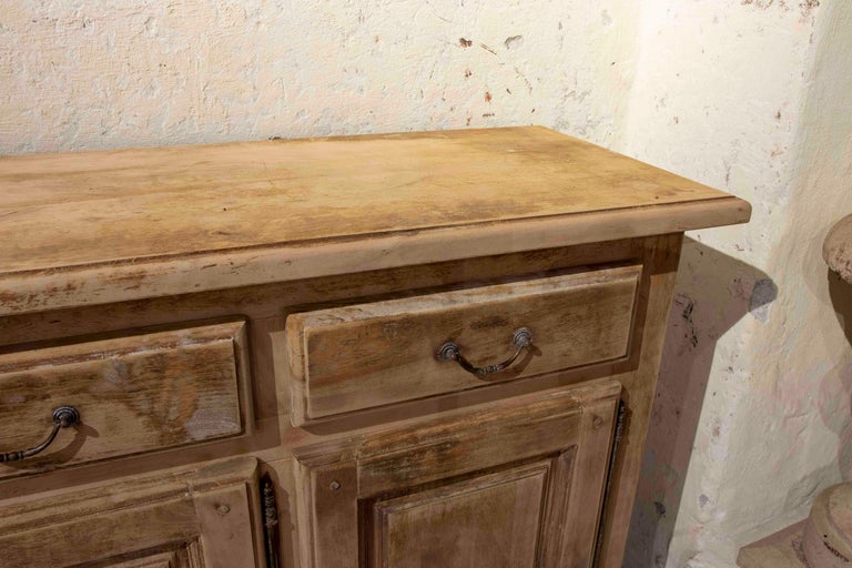 French Washed Wood Sideboard with Drawers and Doors For Sale at 1stDibs