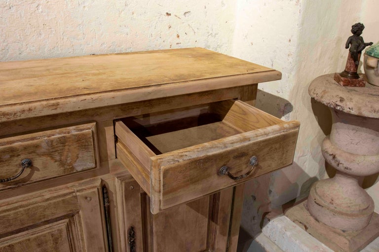 French Washed Wood Sideboard with Drawers and Doors For Sale at 1stDibs