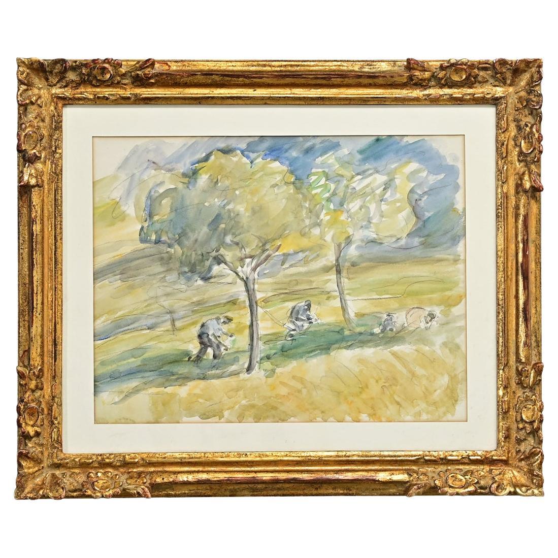Elegantly Framed Watercolor Painting by Artist J. George For Sale at ...