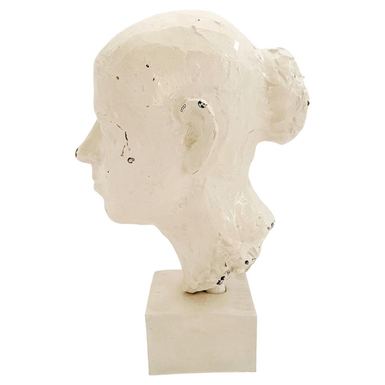 French White Cast Iron Female Bust Form C. 1940's For Sale at 1stDibs