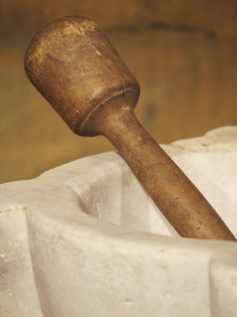 French White Marble Mortar and Pestle, circa 1850 at 1stDibs