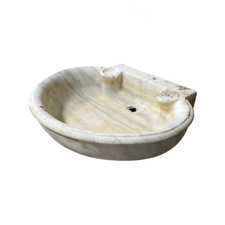 French White Marble Oval Sink For Sale at 1stDibs