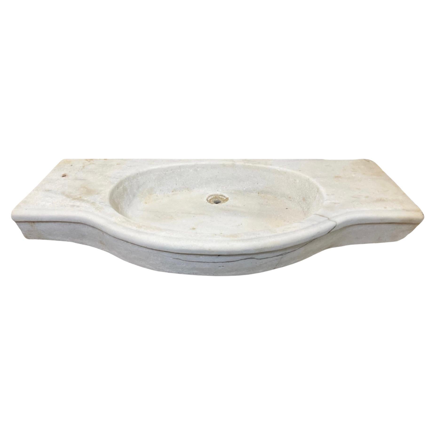 French White Marble Oval Sink For Sale at 1stDibs