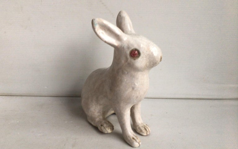 French White Terracotta Majolica Rabbit Bavent, circa 1890 For Sale at ...