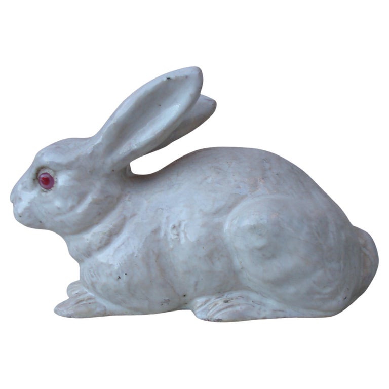French White Terracotta Majolica Rabbit Bavent, circa 1890 For Sale at ...