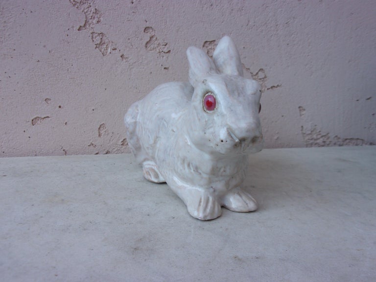 French White Terracotta Majolica Rabbit Bavent, circa 1890 For Sale at ...