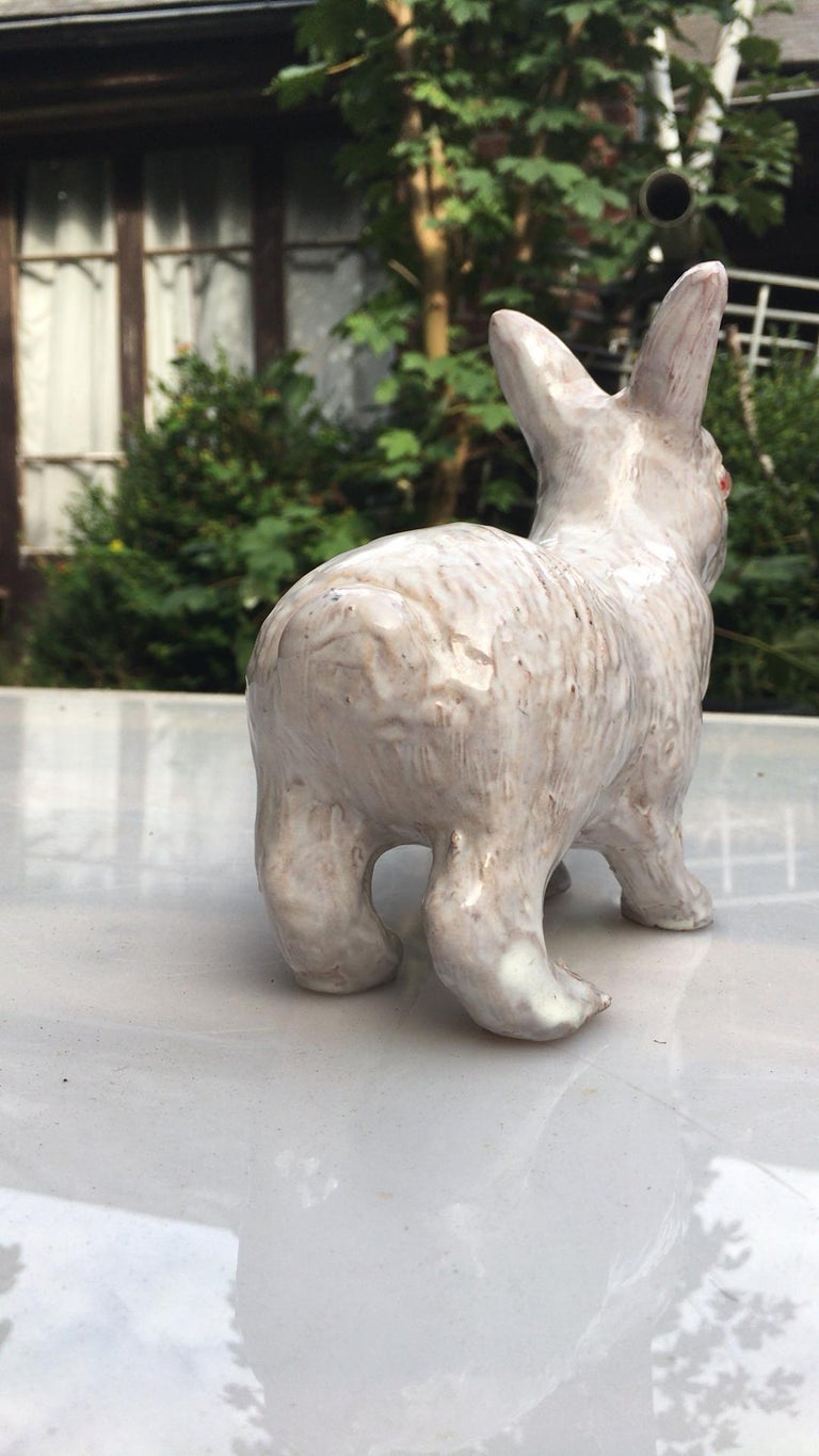 French White Terracotta Majolica Rabbit Bavent, circa 1890 For Sale at ...