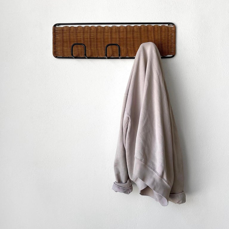 French Wicker and Iron Coat Rack in the style of Raoul Guys For Sale at ...