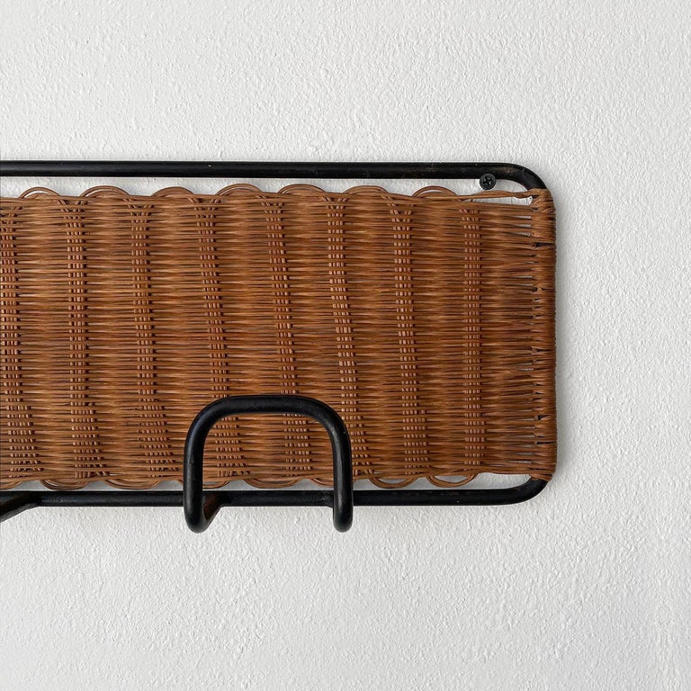 French Wicker and Iron Coat Rack in the style of Raoul Guys For Sale at ...