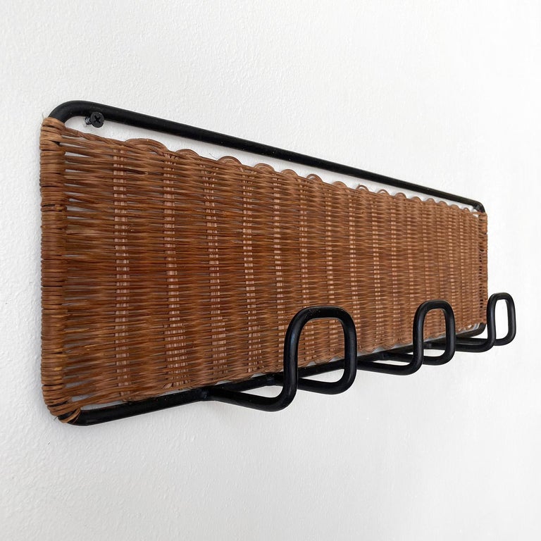 French Wicker and Iron Coat Rack in the style of Raoul Guys For Sale at ...